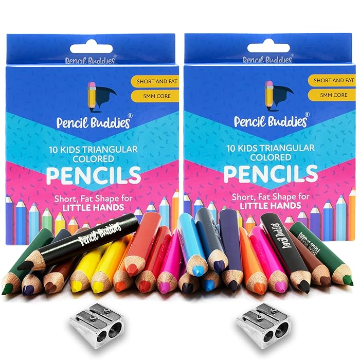 Buy Color Pencils Set For Kids (2 Sets) - Short Fat Triangle Pencils ...