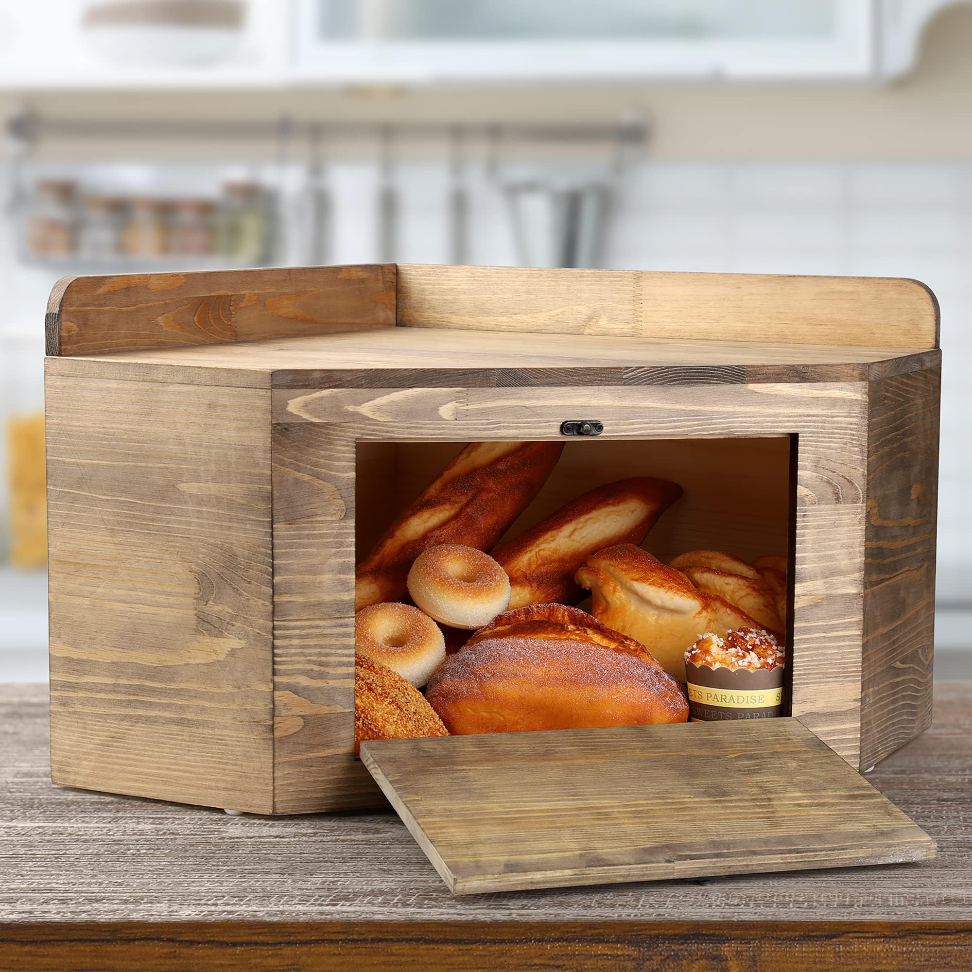 Amazon.com: Besuerte Corner Bread Box, Farmhouse Bread Box For Kitchen ...