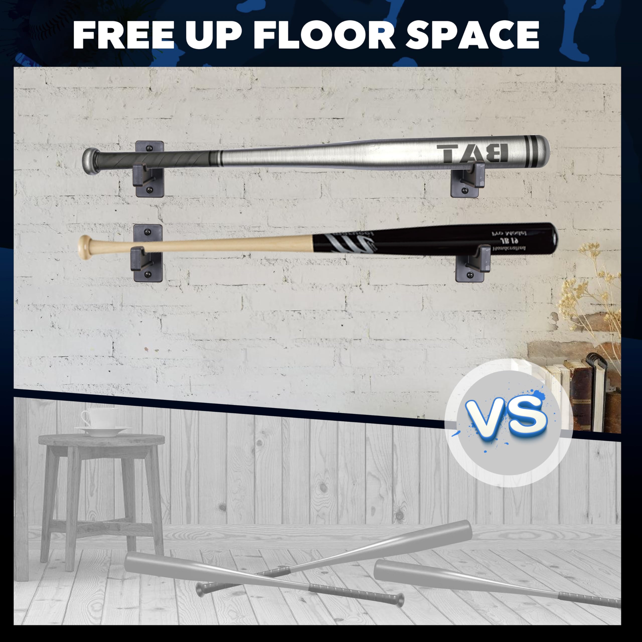Snapklik.com : 2 Packs Baseball Bat Wall Mount Bat Display Rack Bat ...
