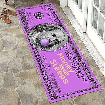 Amazon.com: JUST BREATHE Pink Purple Money Rugs 100 Dollar Bill Kitchen ...