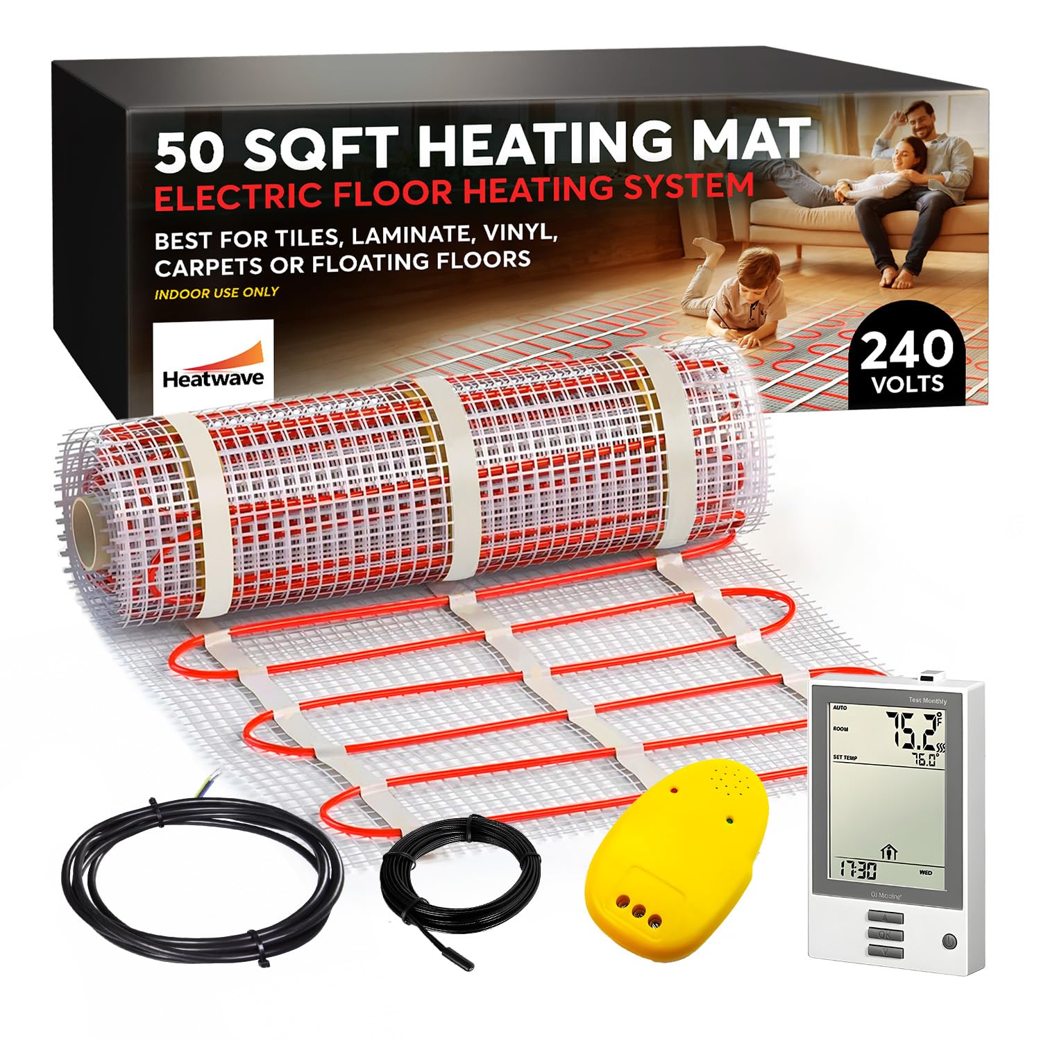 Snapklik.com : Electric Heated Floor System, 50 Sqft 240V Underfloor ...