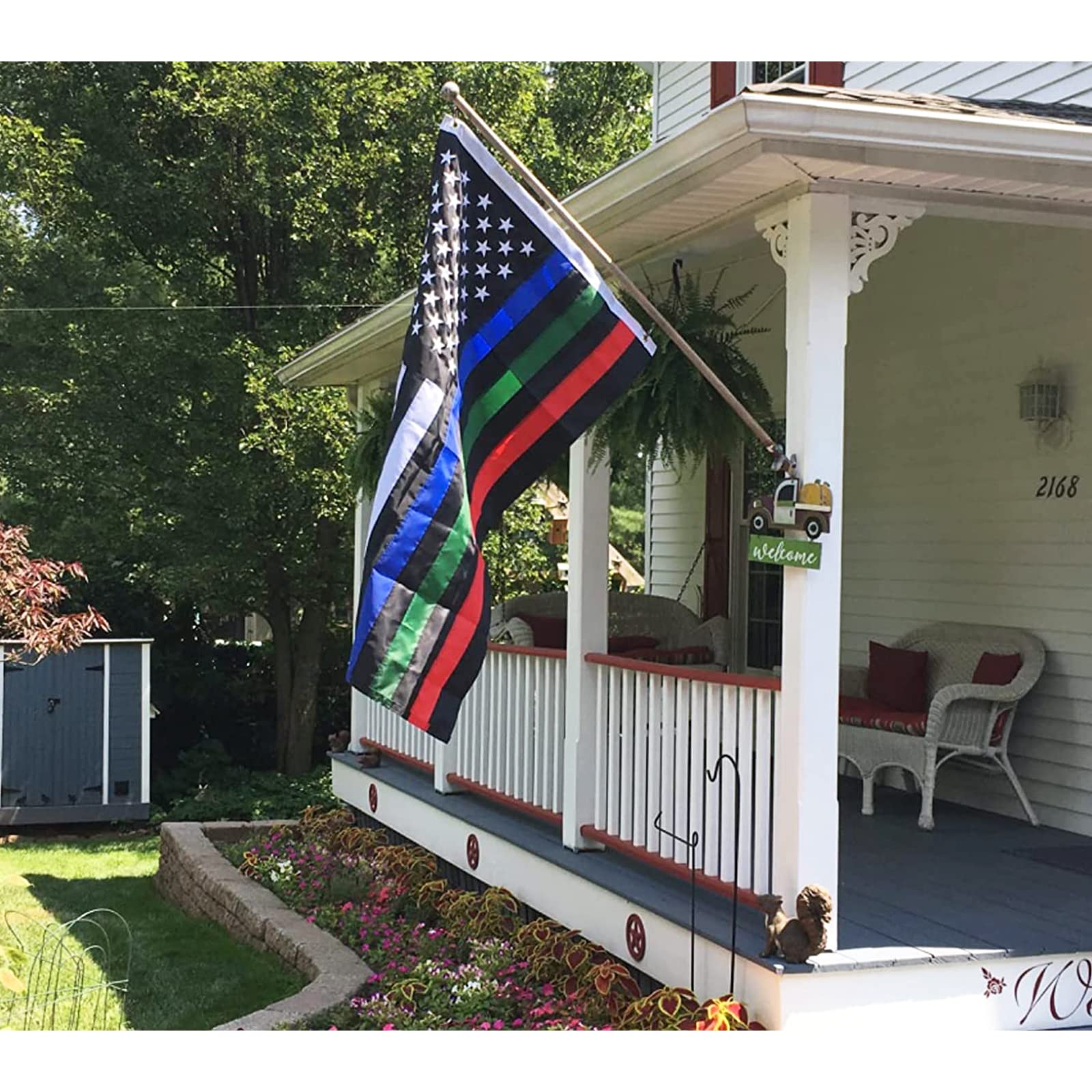 Snapklik.com : Embroidered Thin Blue Red Green Line American Flag 3x5 ...