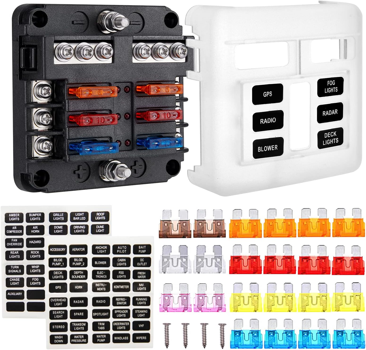 Amazon.com: 12 Way 12V Fuse Box Blade, 12Volt Fuse Block with LED ...