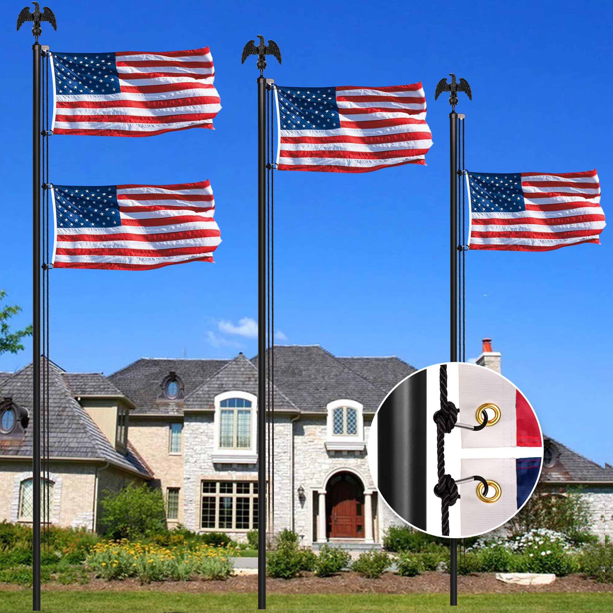 Black Flag Pole Titan Telescoping Flagpole Kit — Flags Unlimited