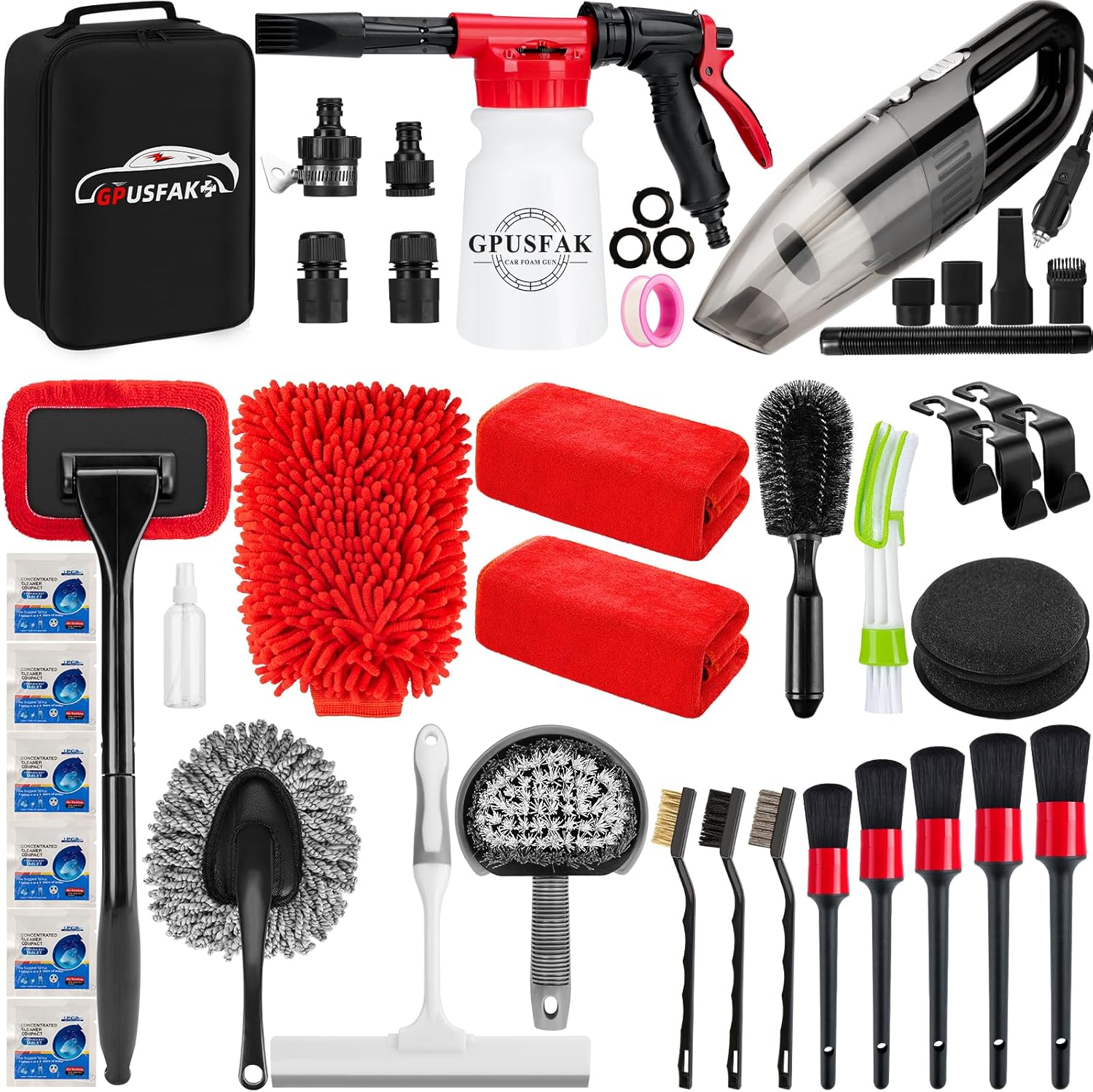 Amazon.com: GPUSFAK 42Pcs Car Wash Cleaning Kit with Foam Gun Sprayer ...