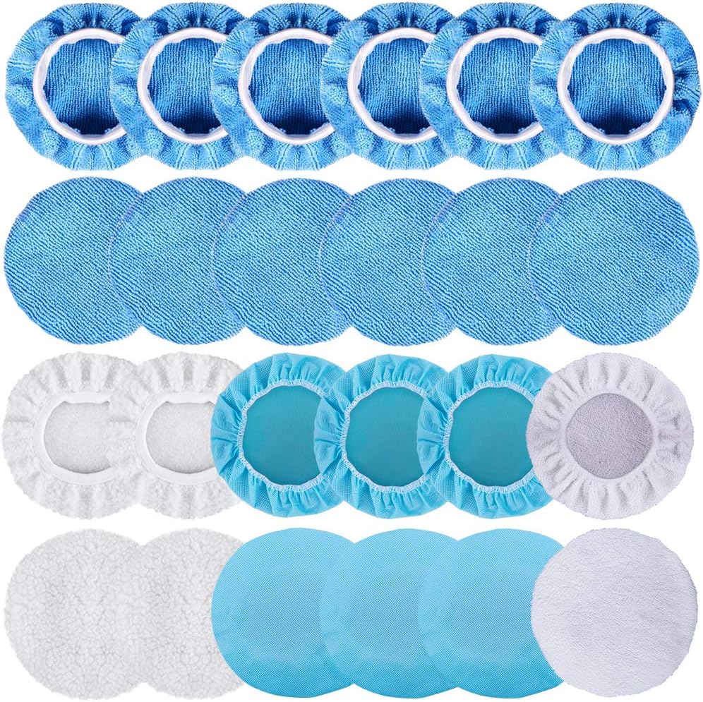 SIQUK 24 Packs Polishing Bonnet Pads (5 to 6 Inches) Including 12 Packs ...