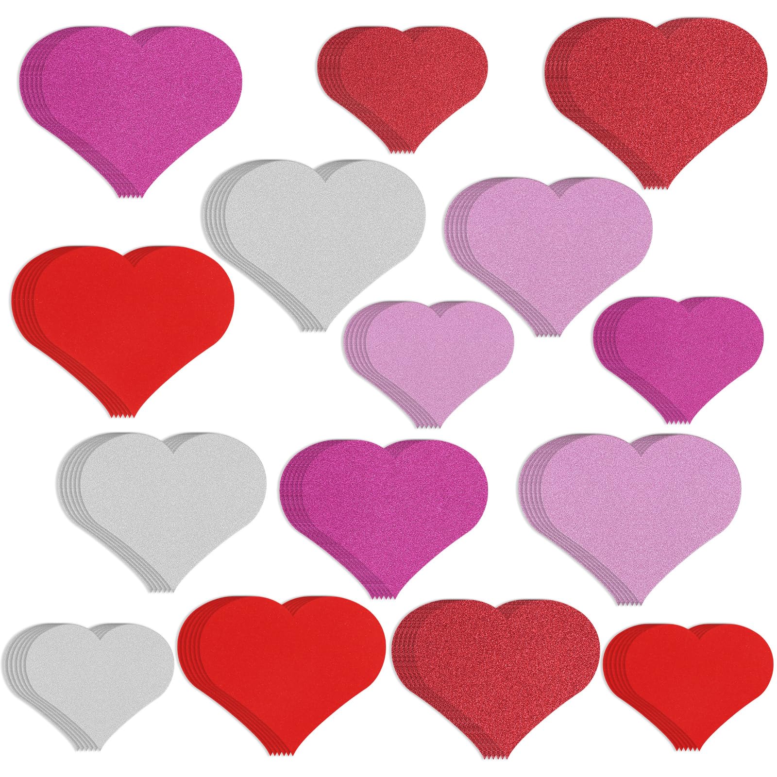 Amazon.com: Engrowtic 90 Pcs Glitter Paper Heart Cutouts Valentine's ...