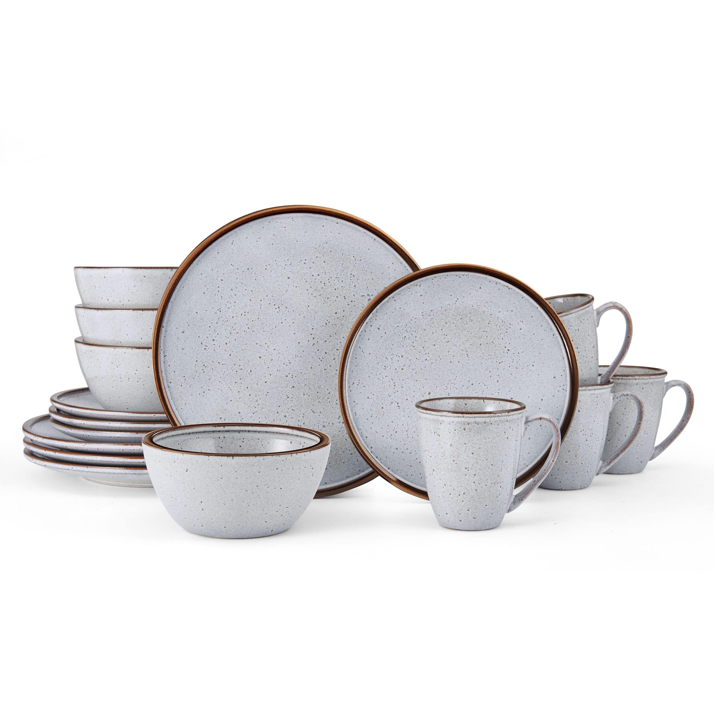 Amazon.com | Mikasa Barrett 16-Piece Dinnerware Set, Service for 4 ...