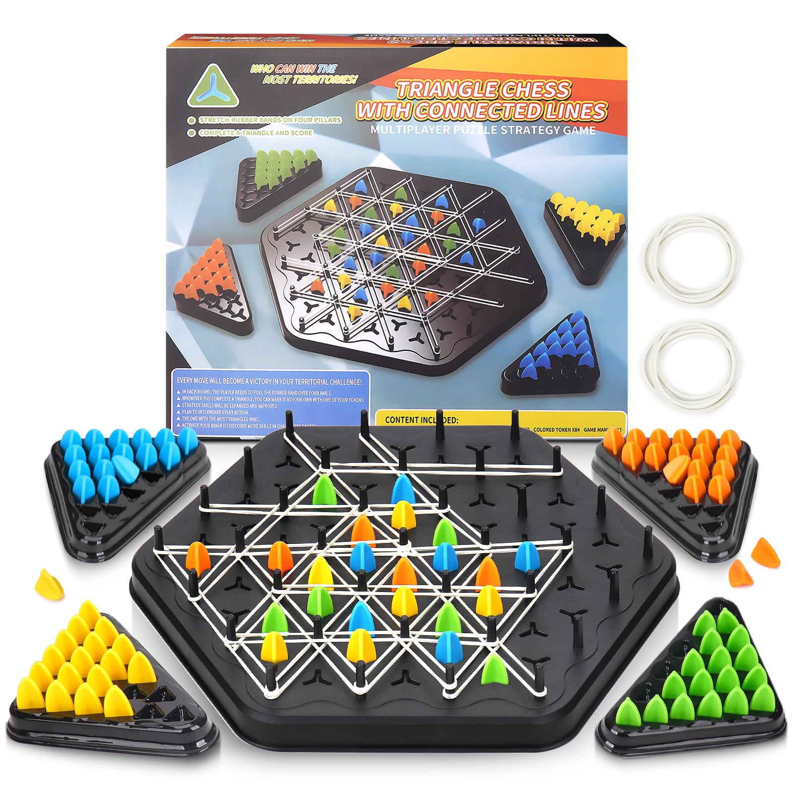 Amazon.com: Triggle Rubber Band Game, Chain Triangle Chess Game Set ...