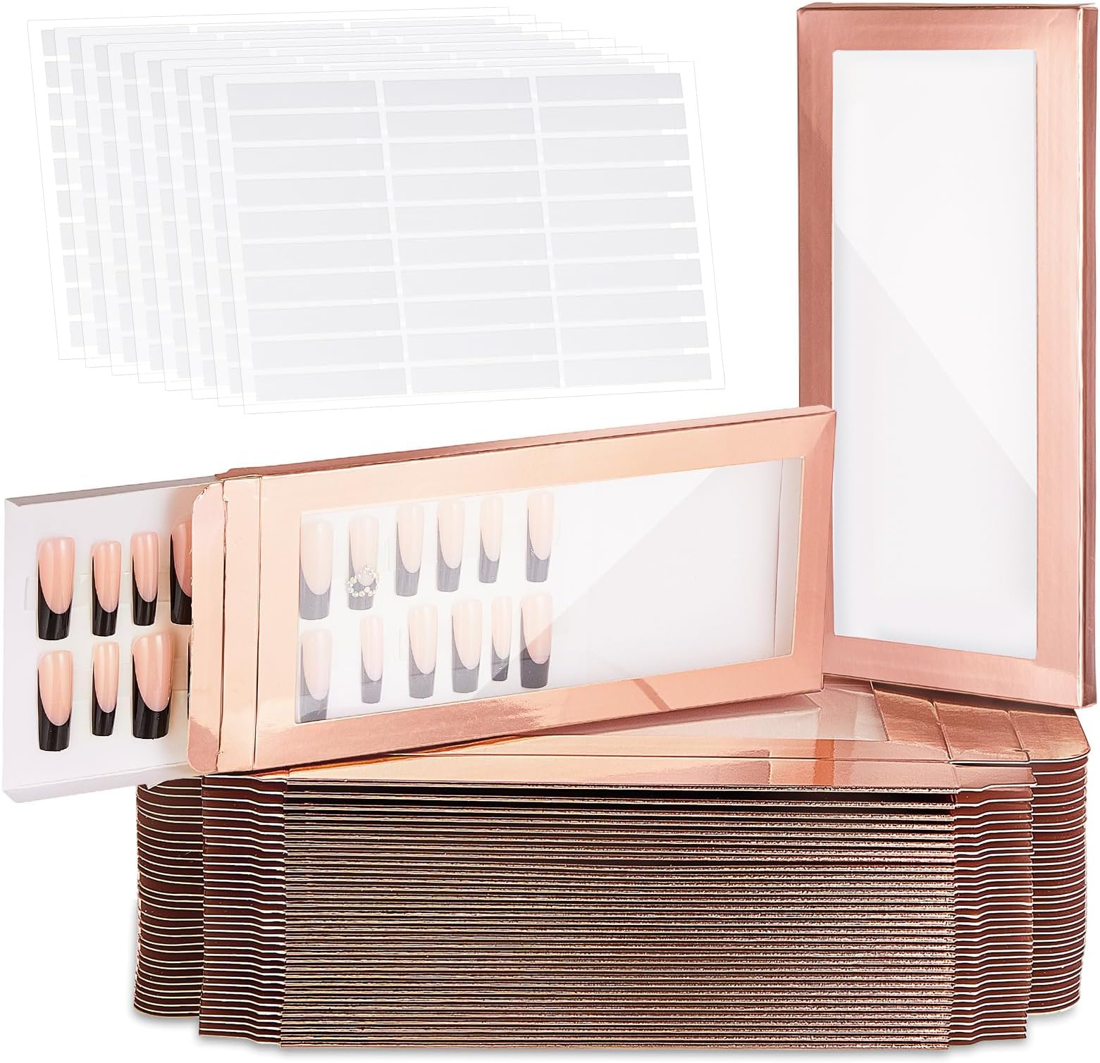 Amazon.com: Yeaqee 100 Pieces Empty Nail Package Box with 100 Pcs White ...