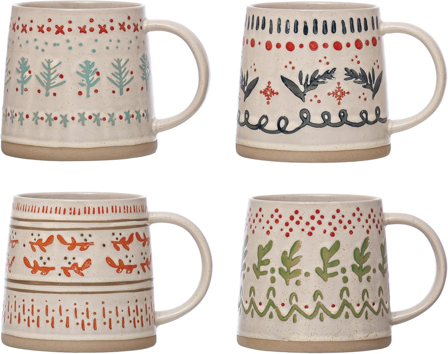 Amazon.com: Creative Co-Op 16 Ounce Stoneware, Set of 4 Styles Mugs ...