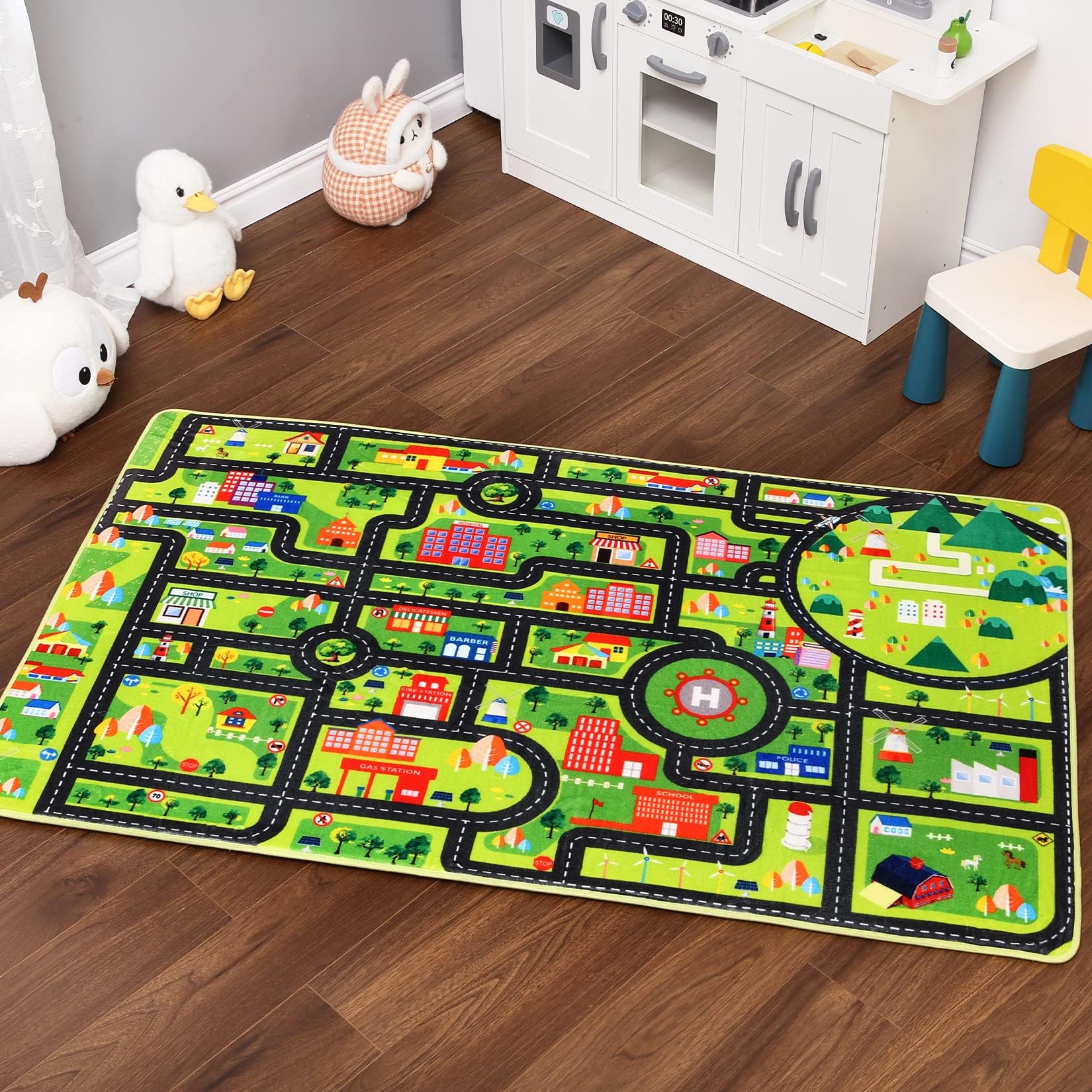 JOYIN 2 Pack Kids City Town Rug,Car Play Carpet,City Road Playmat on ...