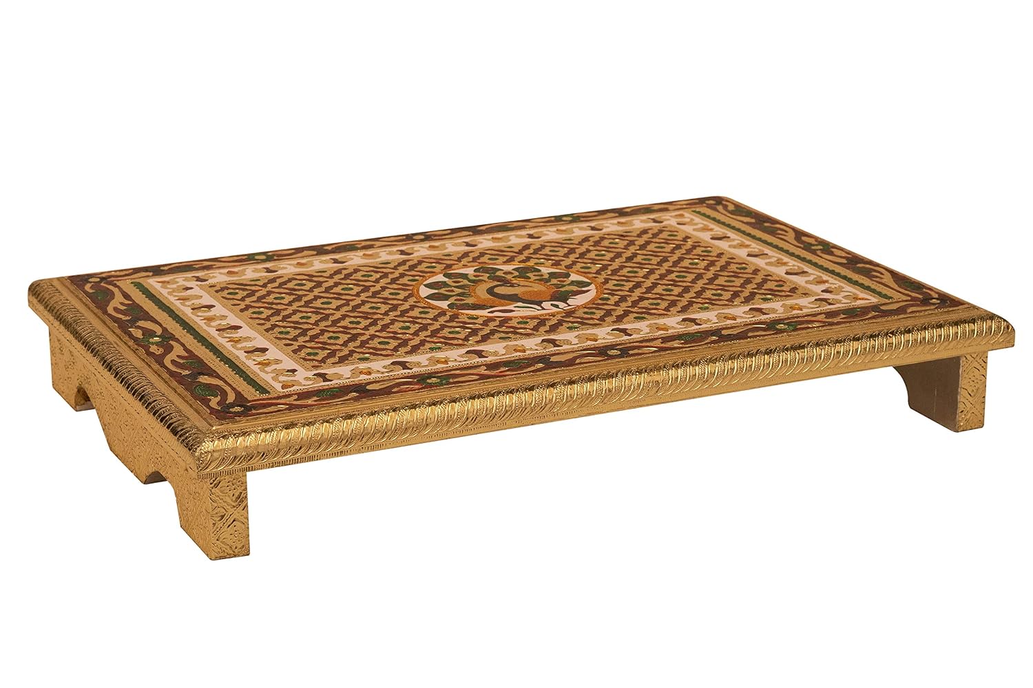 Buy Rajasthani HAAT and Craft Golden MEENAKARI Wooden Pooja PATLA PAAT ...