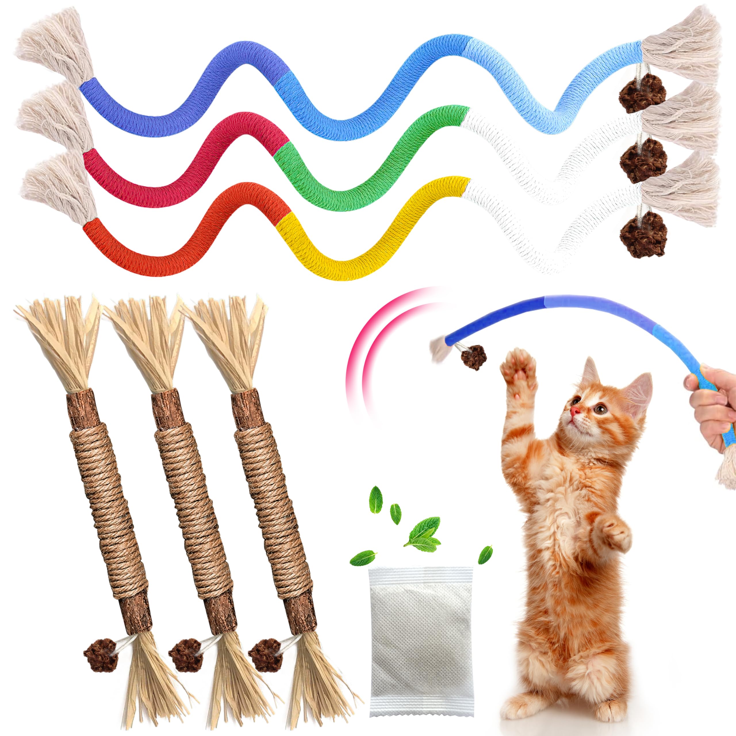 Amazon.com : GBSYU 6 Pcs Cat & Kitten Chew Toy, Cat Toys Chew Ropes and ...