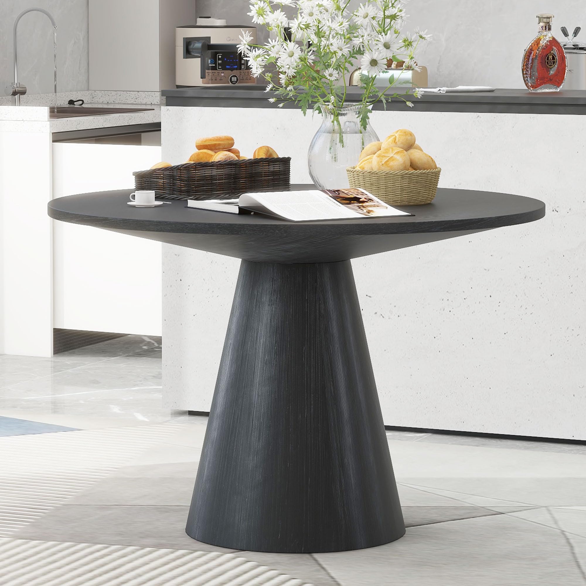Amazon.com: Flash Furniture Stiles 42'' Round Black Laminate Table Top ...