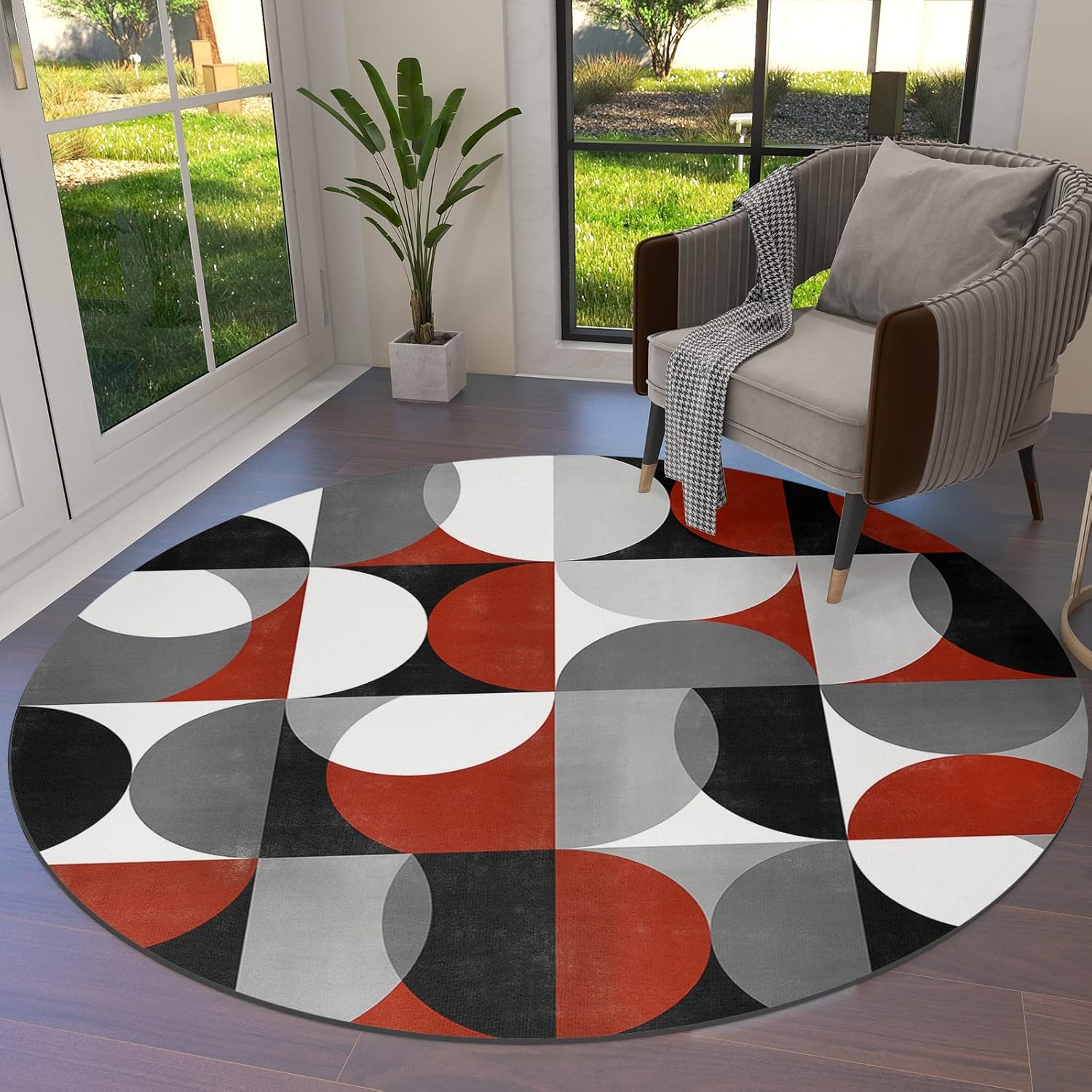 Amazon.com: Round Area Rug 3.3ft Carpet Runner, Middle Ages Geometric ...