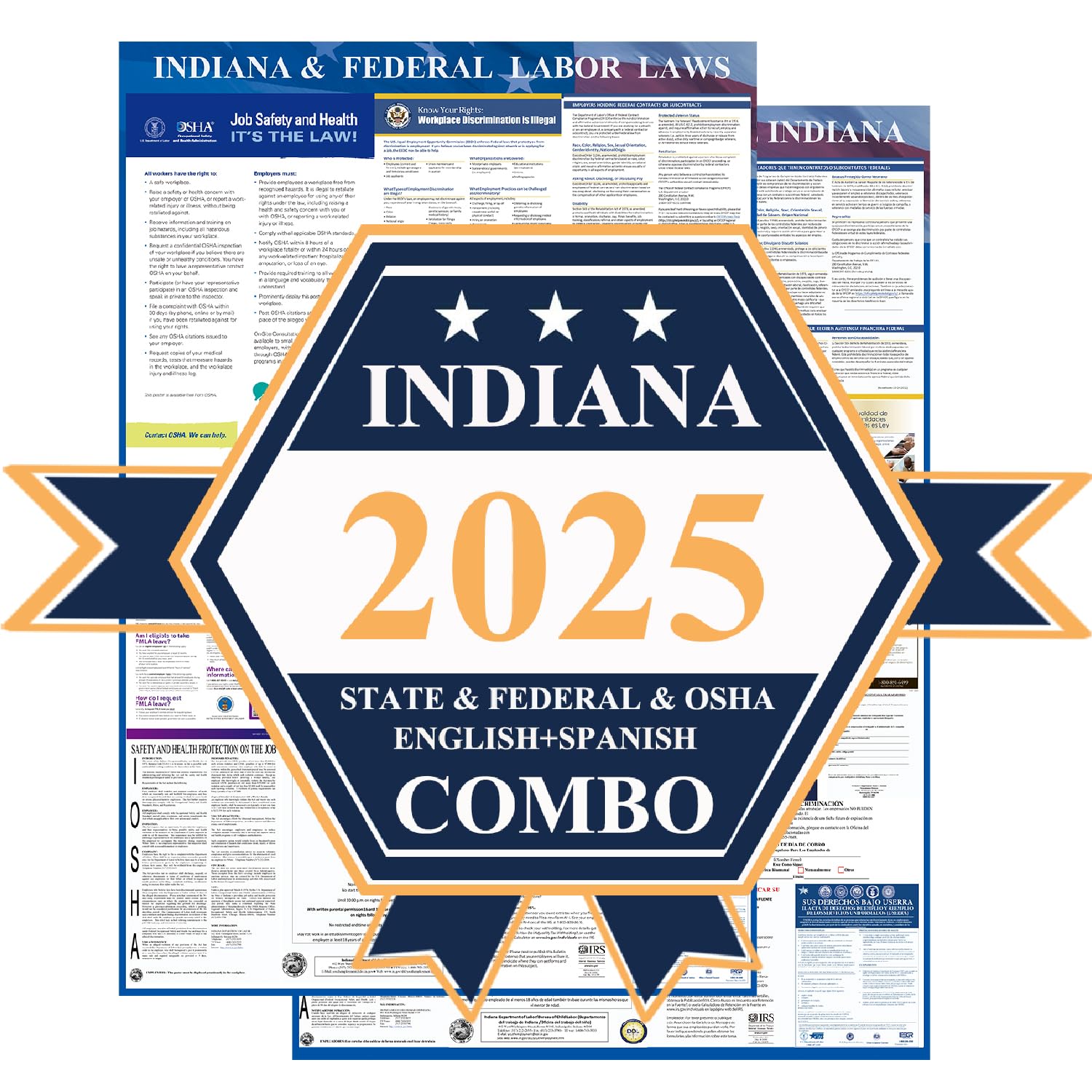 Amazon.com: KIKIGO 2025 Indiana Labor Law Poster State, Federal, Osha ...
