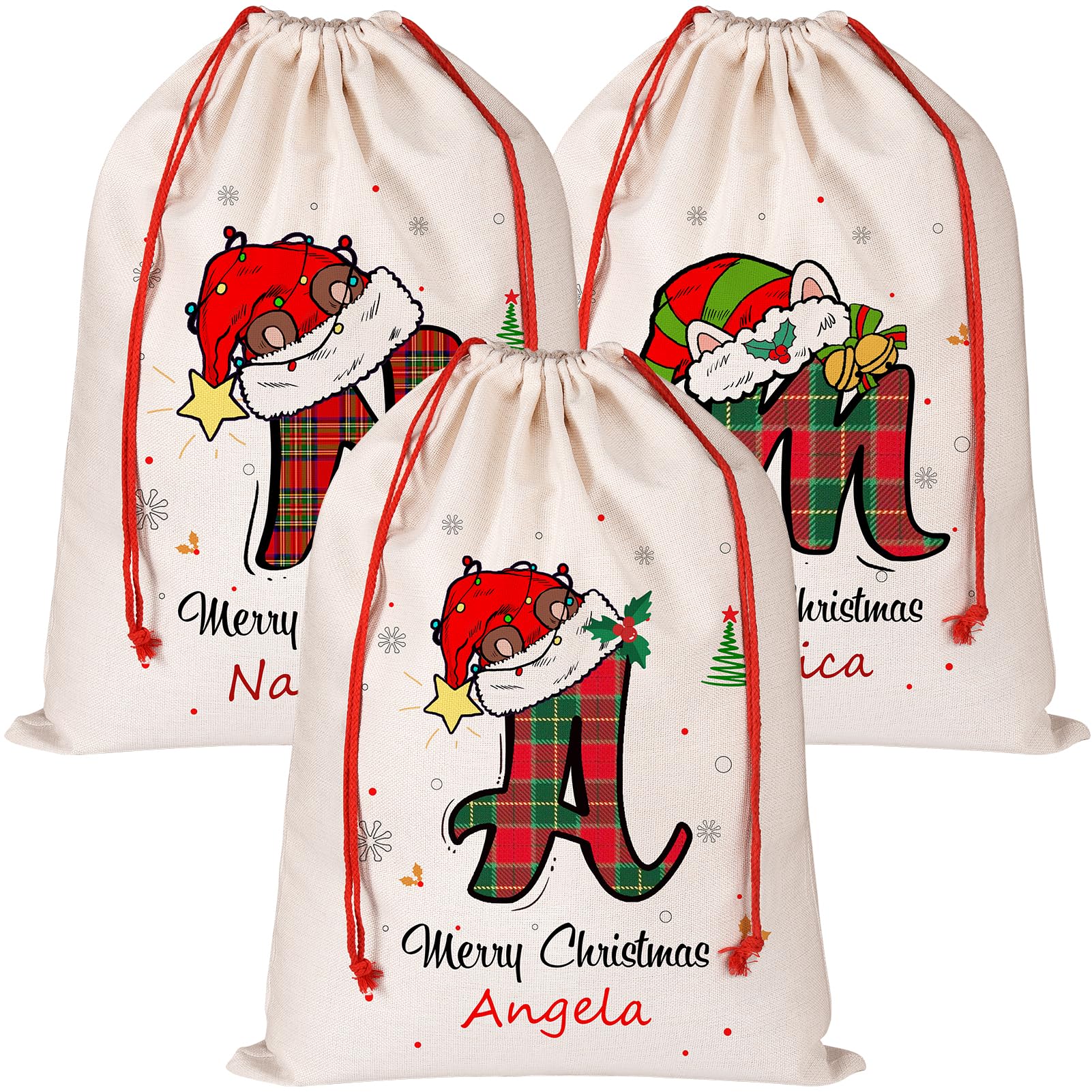 Amazon.com: Bslenjoy Personalized Santa Sack with Initial & Name ...