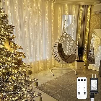 Amazon.com: suddus 1000 Led Curtain Lights Outdoor, Hanging String ...