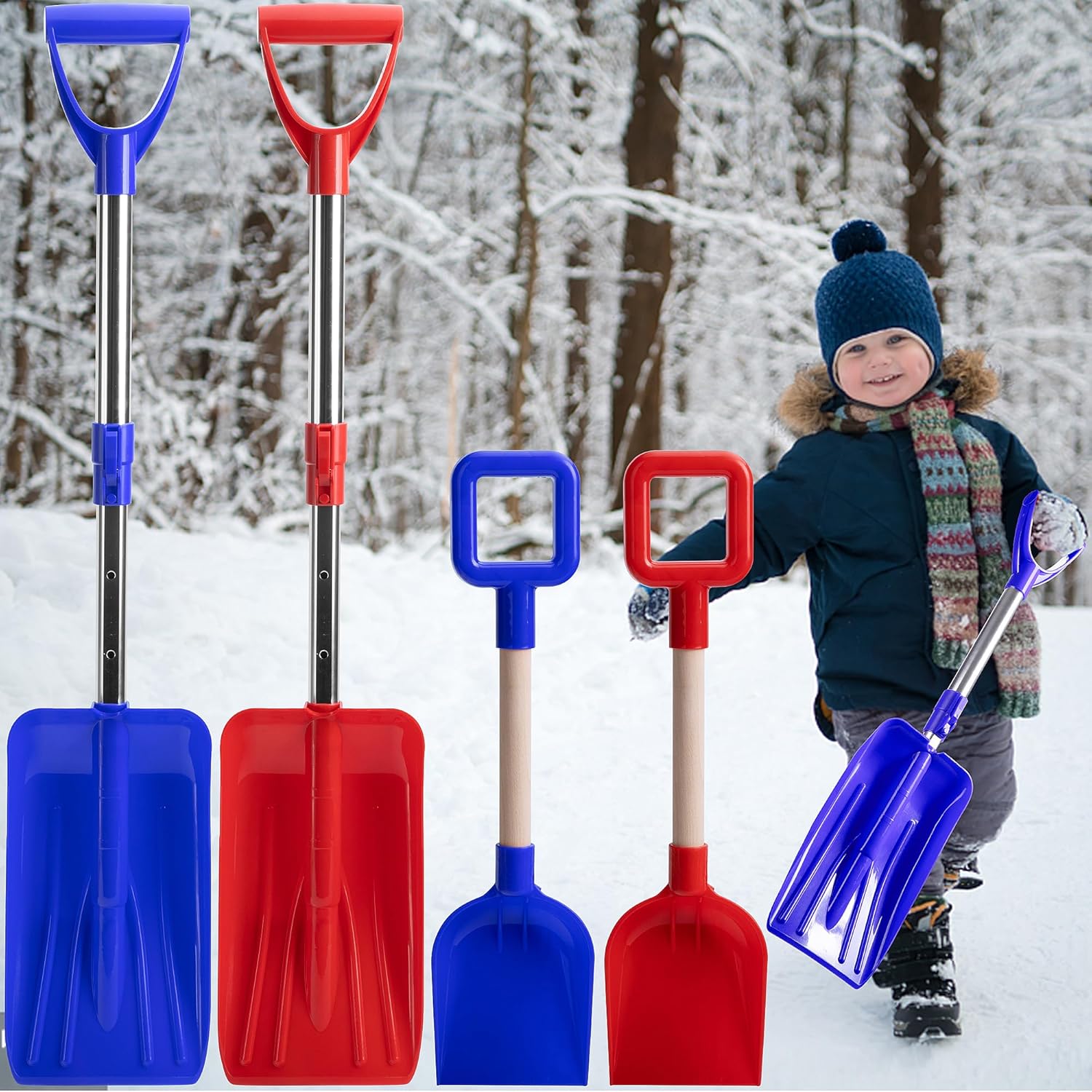 4 Pack Adjustable Kids Snow Sand Shovel- Detachable Kids Digging Snow ...