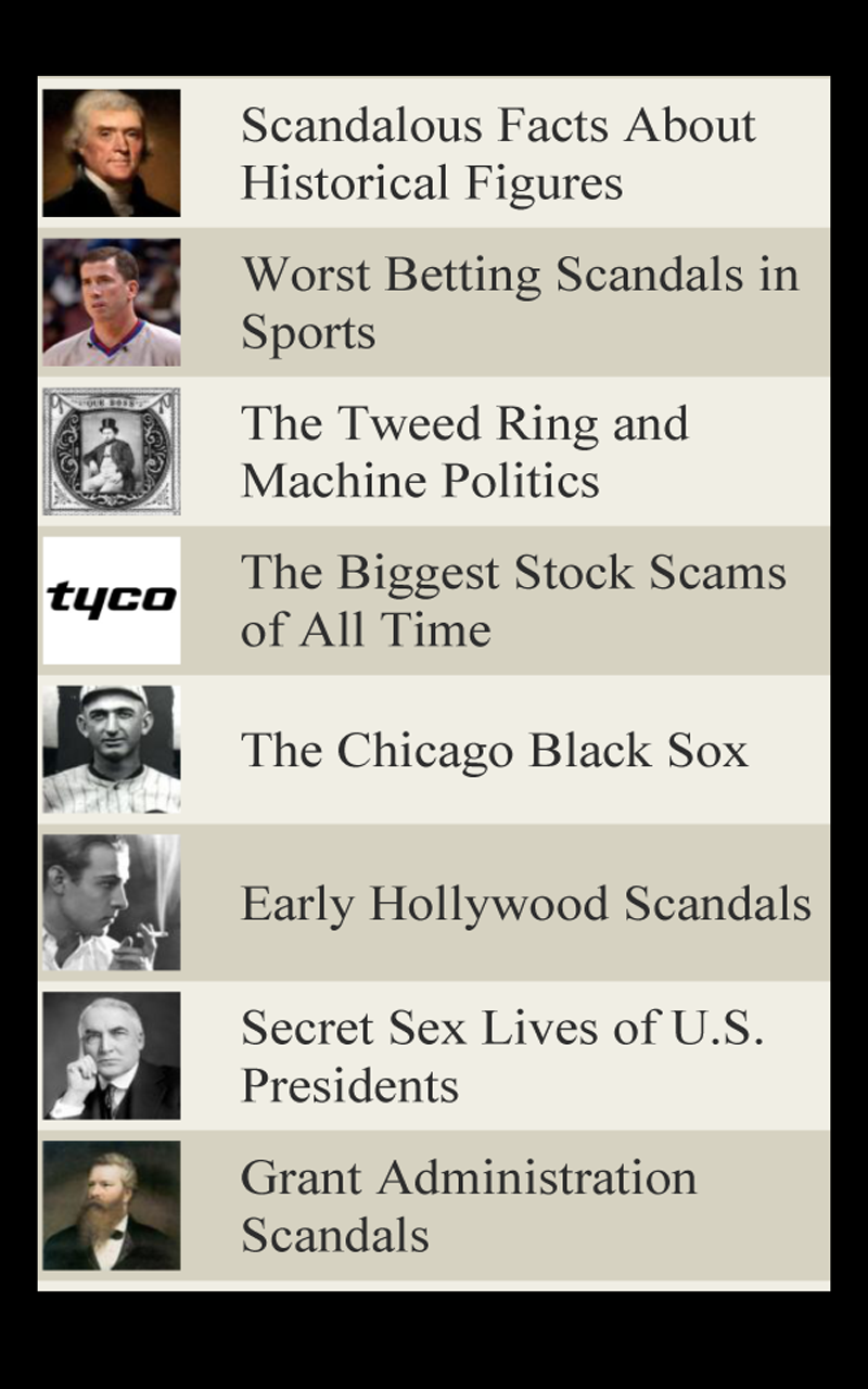 World History Lists - SCANDALS !! - App on Amazon Appstore
