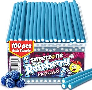 Sweetzone Blue Raspberry Pencils Tub, Pencil Sweets, 100 pc, Halal ...