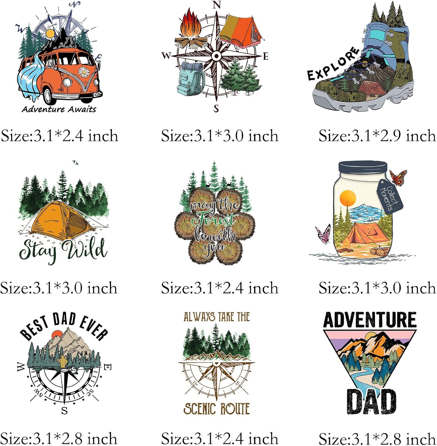 9 calcomanías de aventura para planchar para ropa, mujeres, calcomanías ...