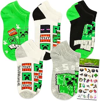 Amazon.com: Minecraft Socks Bundle - 5 Pairs of Minecraft Socks for ...