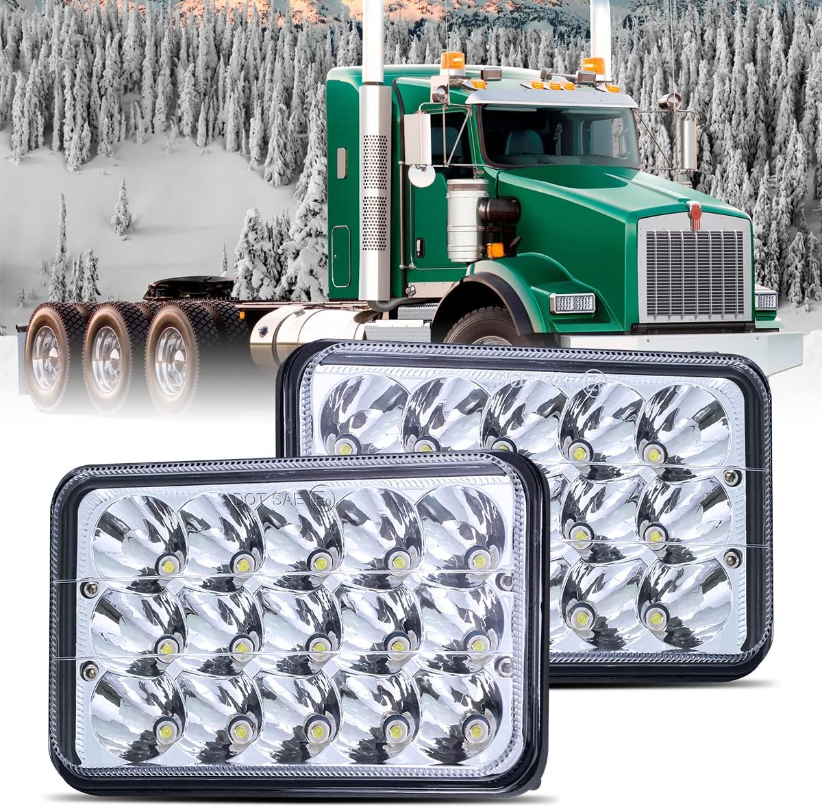 4X6 LED Lights 2PCS 45W Sealed Beam Rectangular 4x6inch LED Light High ...