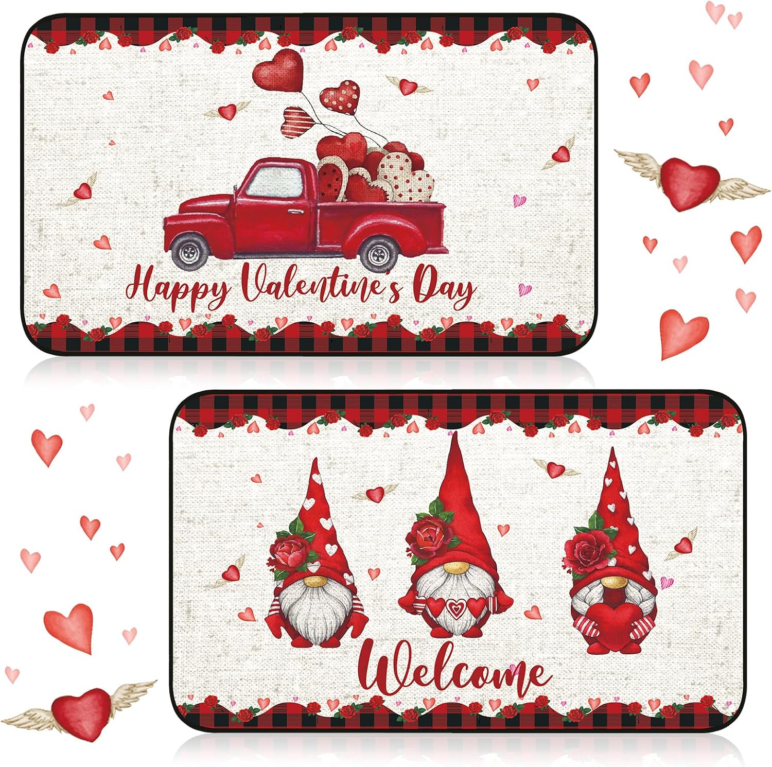 Amazon.com: Drydiet 2 Pcs Valentine's Day Doormat Gnome Welcome Door ...
