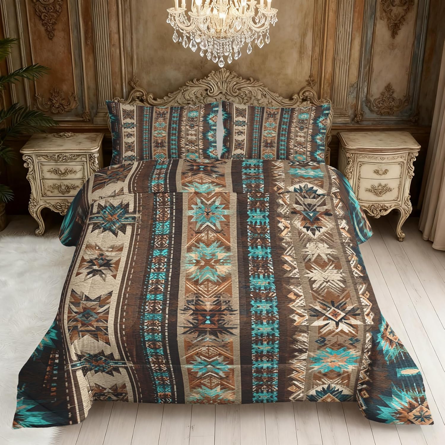 Amazon.com: Aztec Comforter Set California King Size, Farmhouse Western ...