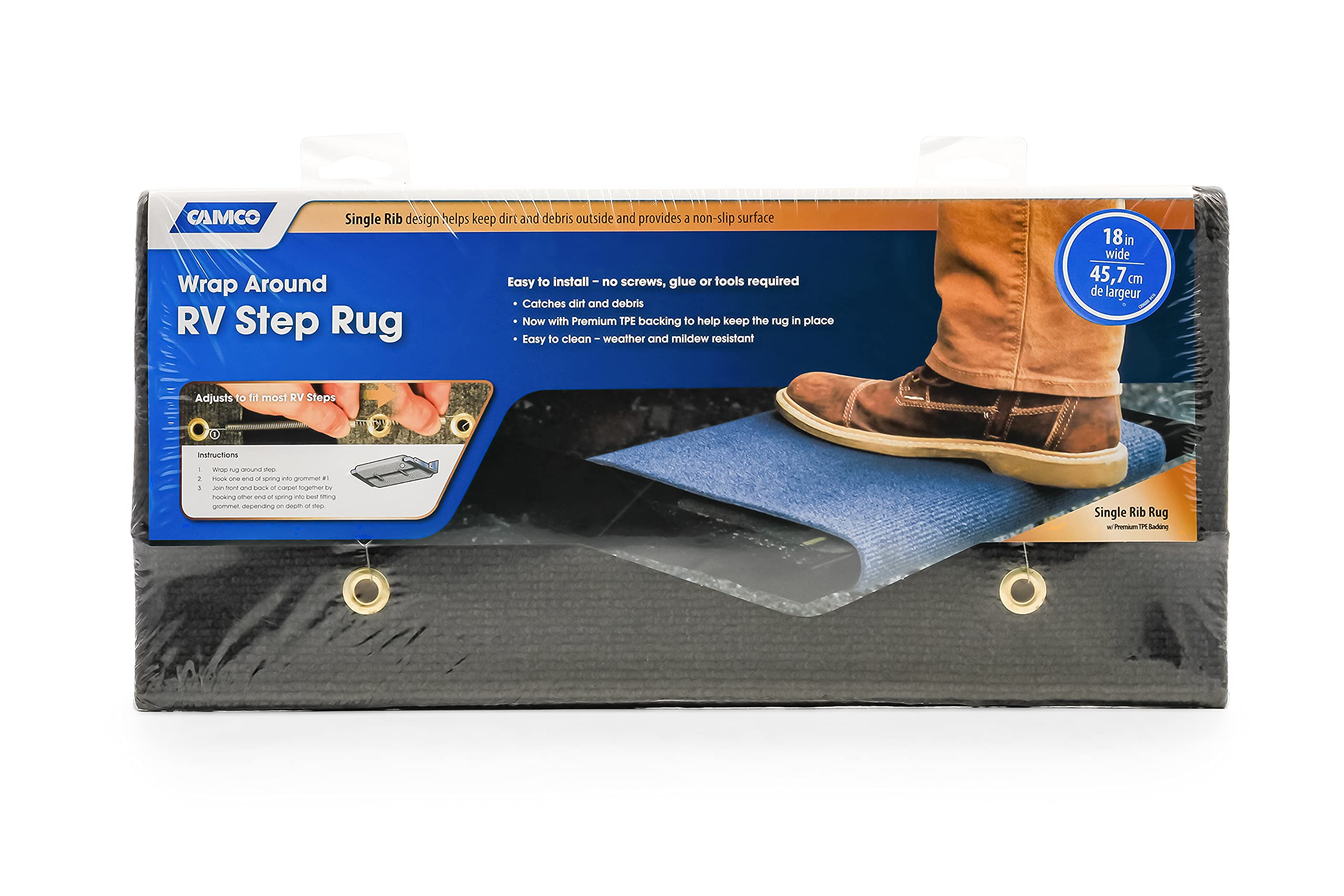 Amazon.com: Camco 42907 Gray Premium Wrap Around RV Step Rug (100% ...