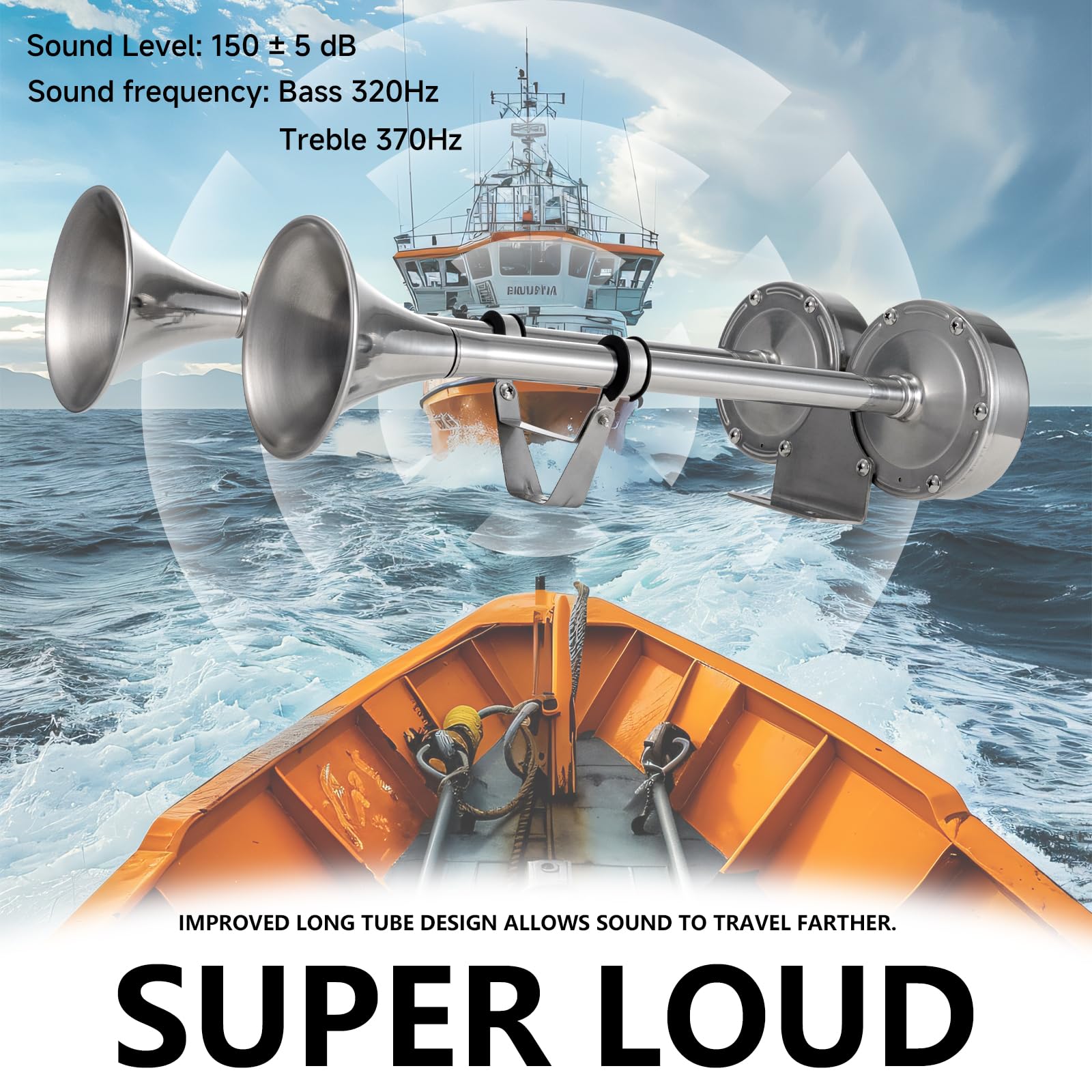 Snapklik.com : AOLIHAN 150db Boat Horn Deluxe: 12V Dual Horn Trumpet ...