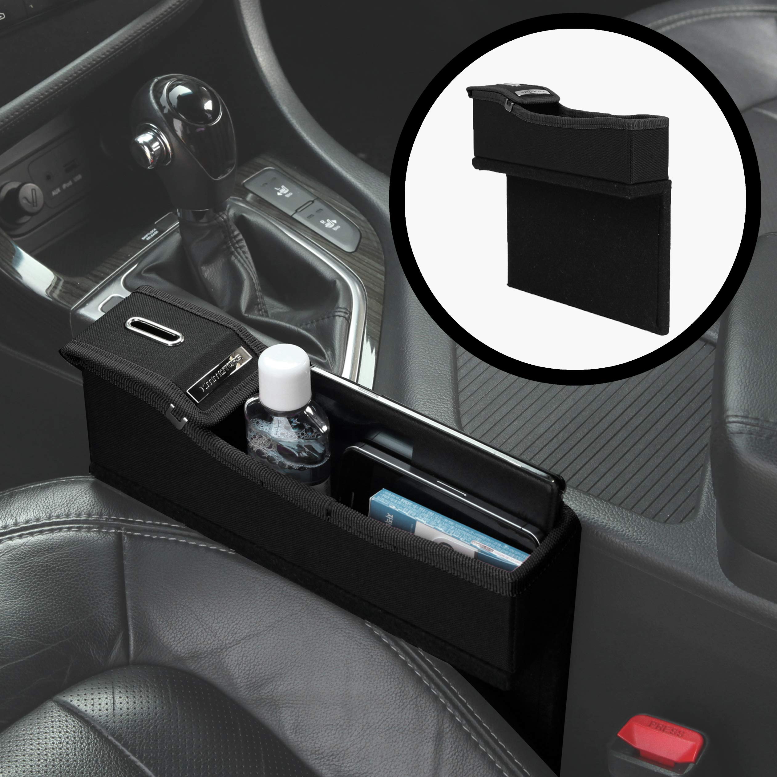 Buy KMMOTORS Coin Box Side Pocket Black Console Side Organizer Seat Gap ...