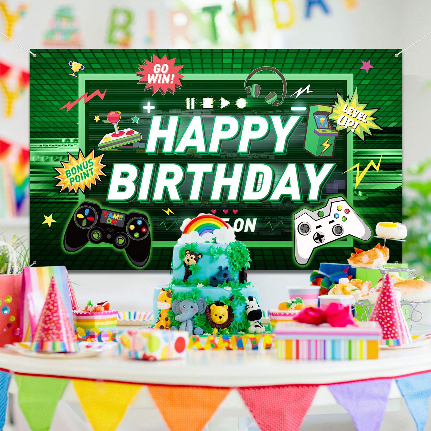 Buy Video Game Happy Birthday Backdrop Gaming Theme Party Photography ...