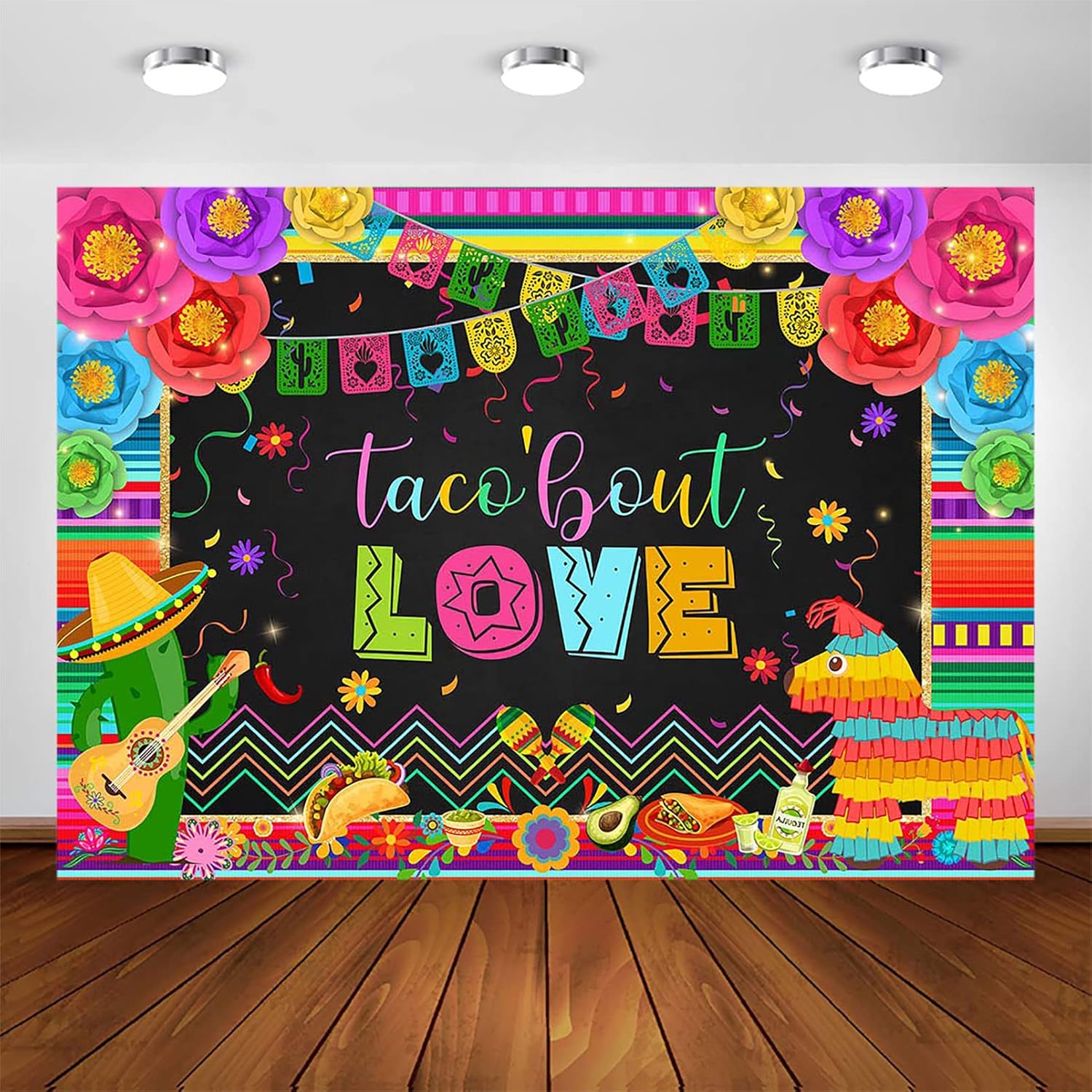 Amazon.com : Avezano Taco Bout Love Backdrop Cactus Flower Wedding ...