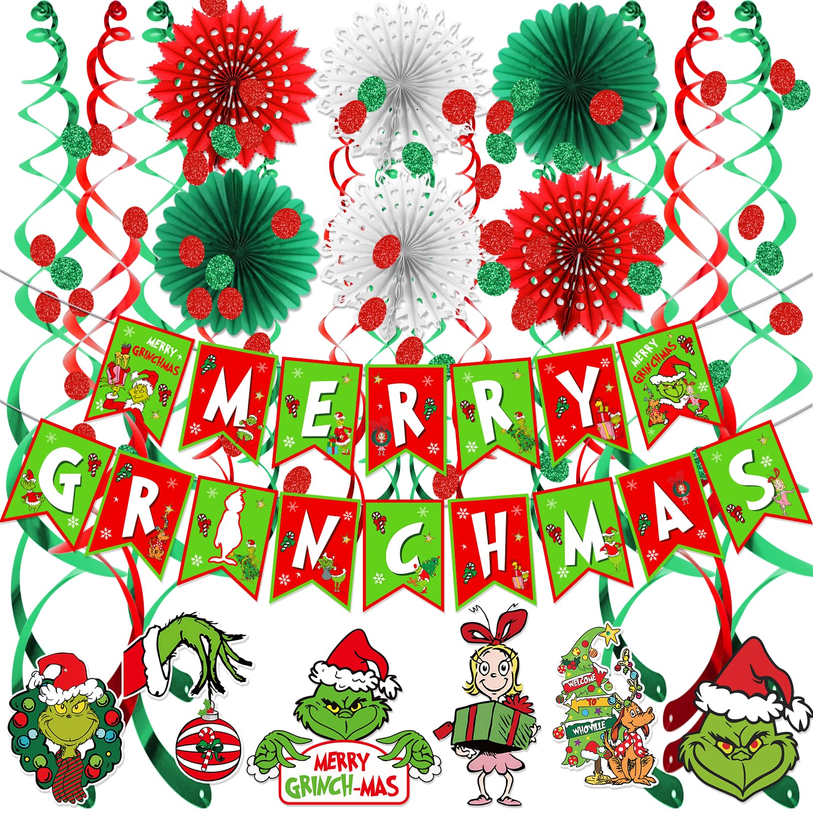 Amazon.com: Merry Christmas Banner Merry Christmas Decorations Whoville ...