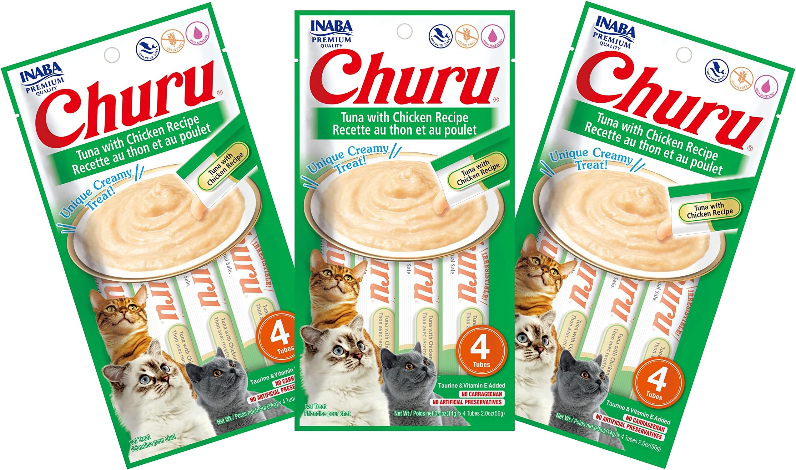 Amazon.com : INABA Churu Lickable Purée Natural Cat Treats - Tuna with ...