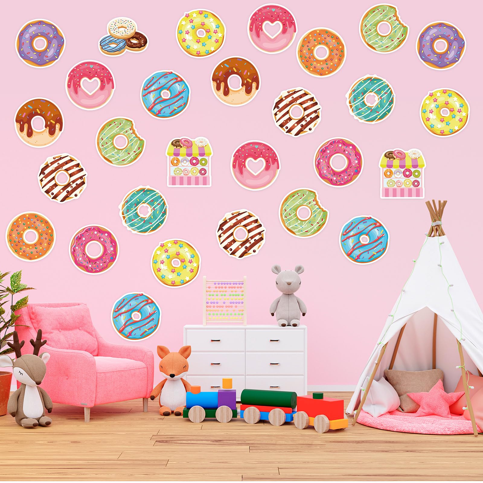 Snapklik.com : 60 Pcs Donut Decorations Donut Bulletin Board Sweet ...