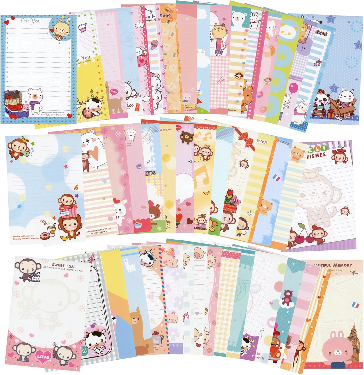 Amazon.com : 50 pcs Stationery Paper Cute Lovely Design Stationery ...