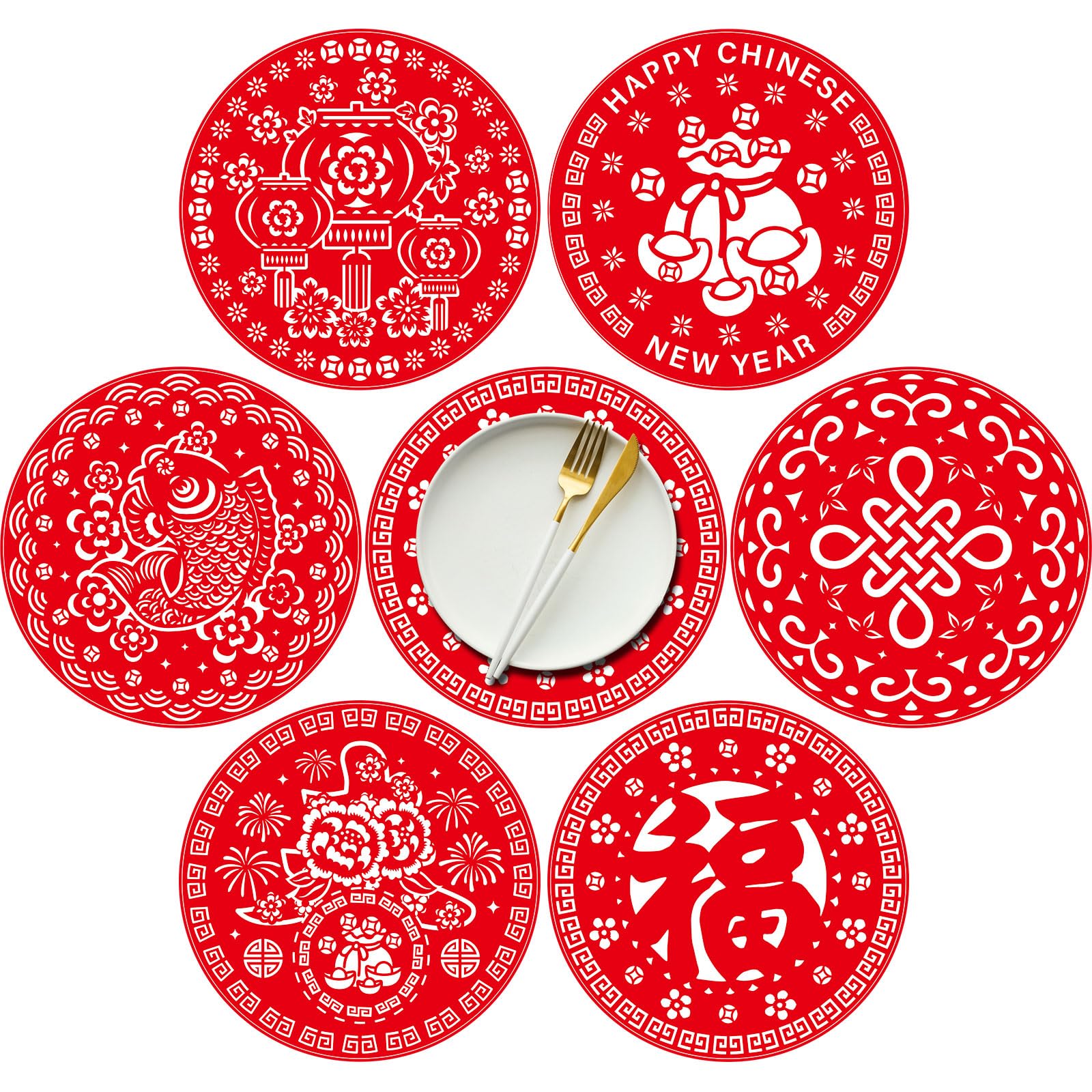 Amazon.com: Havawish 48 Pcs Chinese New Year Placemats 2025 Decorations ...