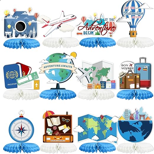 Amazon.com: Tarklanda 12PCS Travel Themed Party Decorations Travel ...