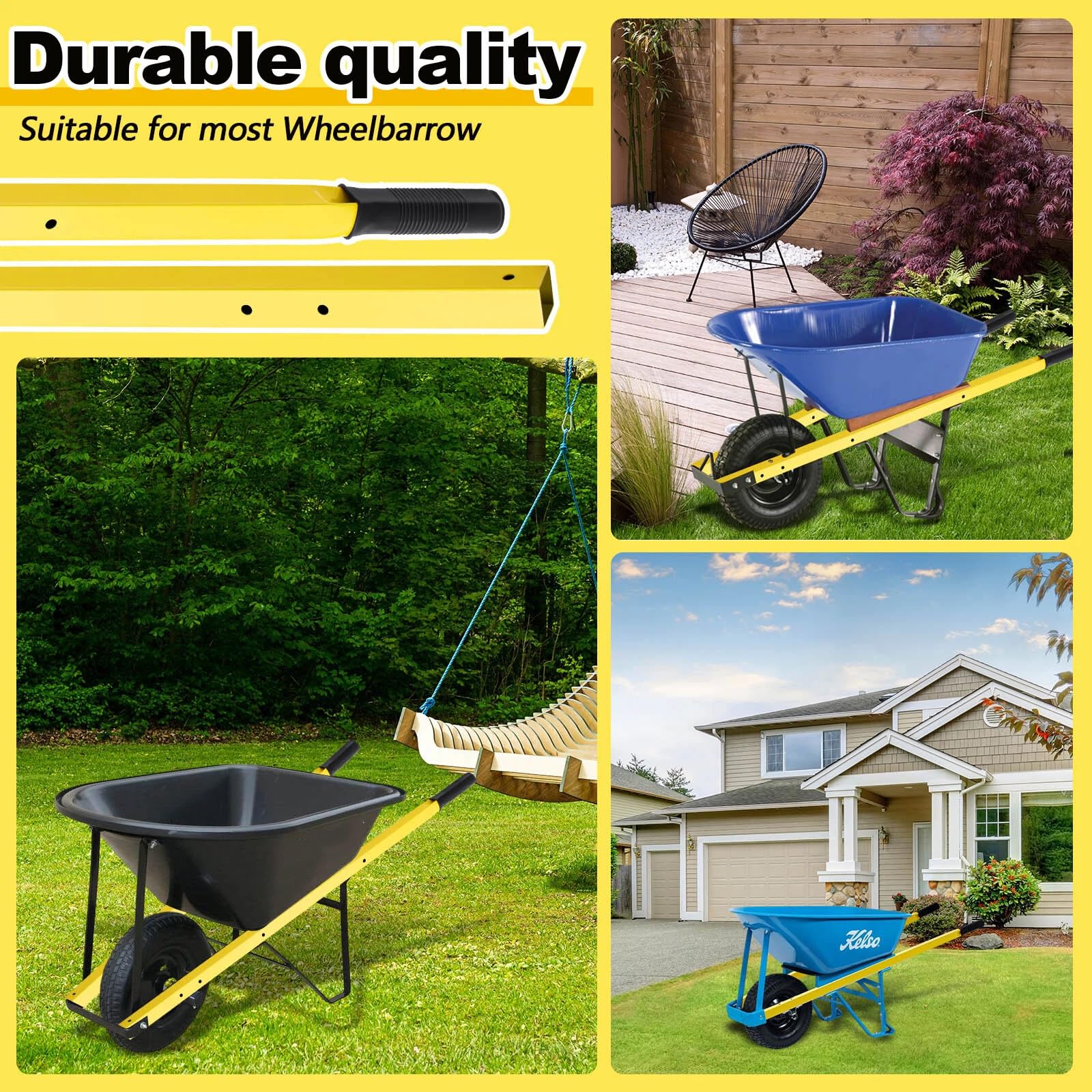 Snapklik.com : Gisafai 1 Pair Wheelbarrow Replacement Handles Kit 60 ...