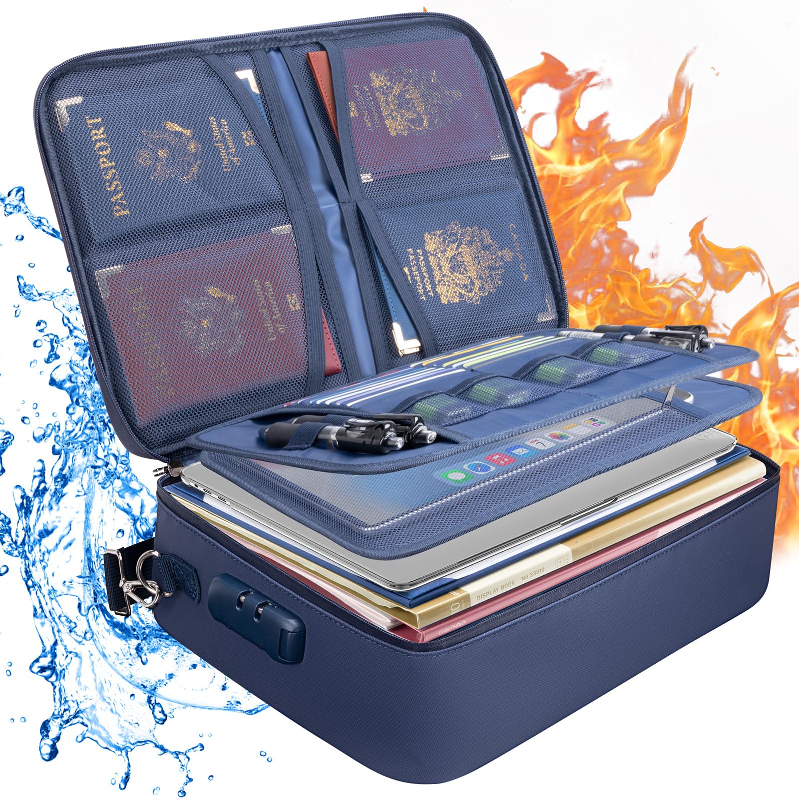 Amazon.com: BALEINE Fireproof Document Box with Lock, Portable ...