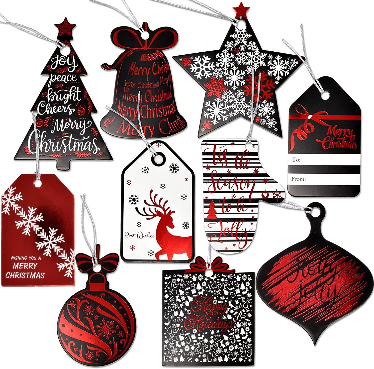 Amazon.com: Gift Boutique 120 Elegant Christmas Gift Tags with Ribbon ...