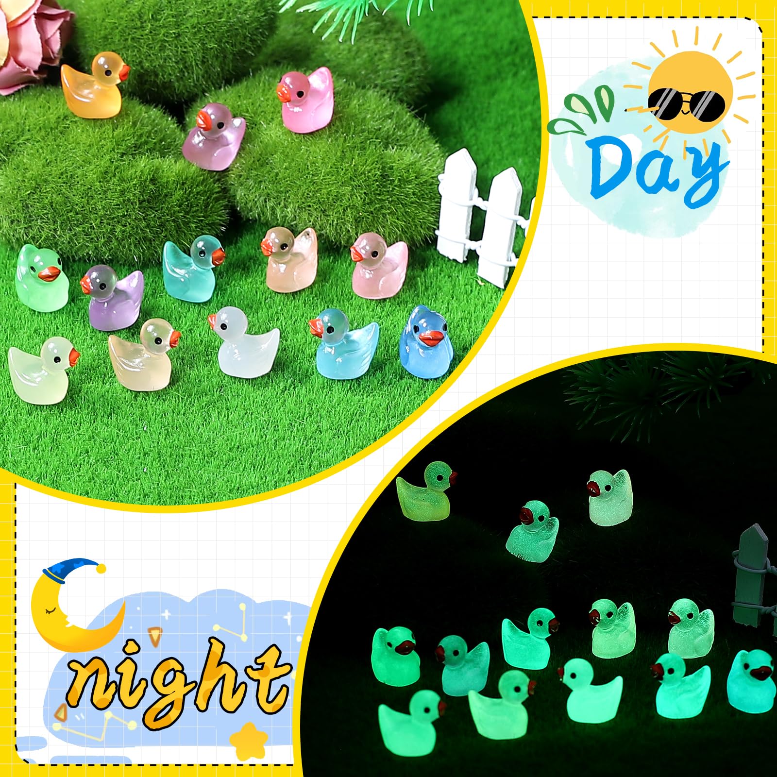 Snapklik.com : 260 Pcs Luminous Mini Resin Ducks Glow In The Dark Tiny ...