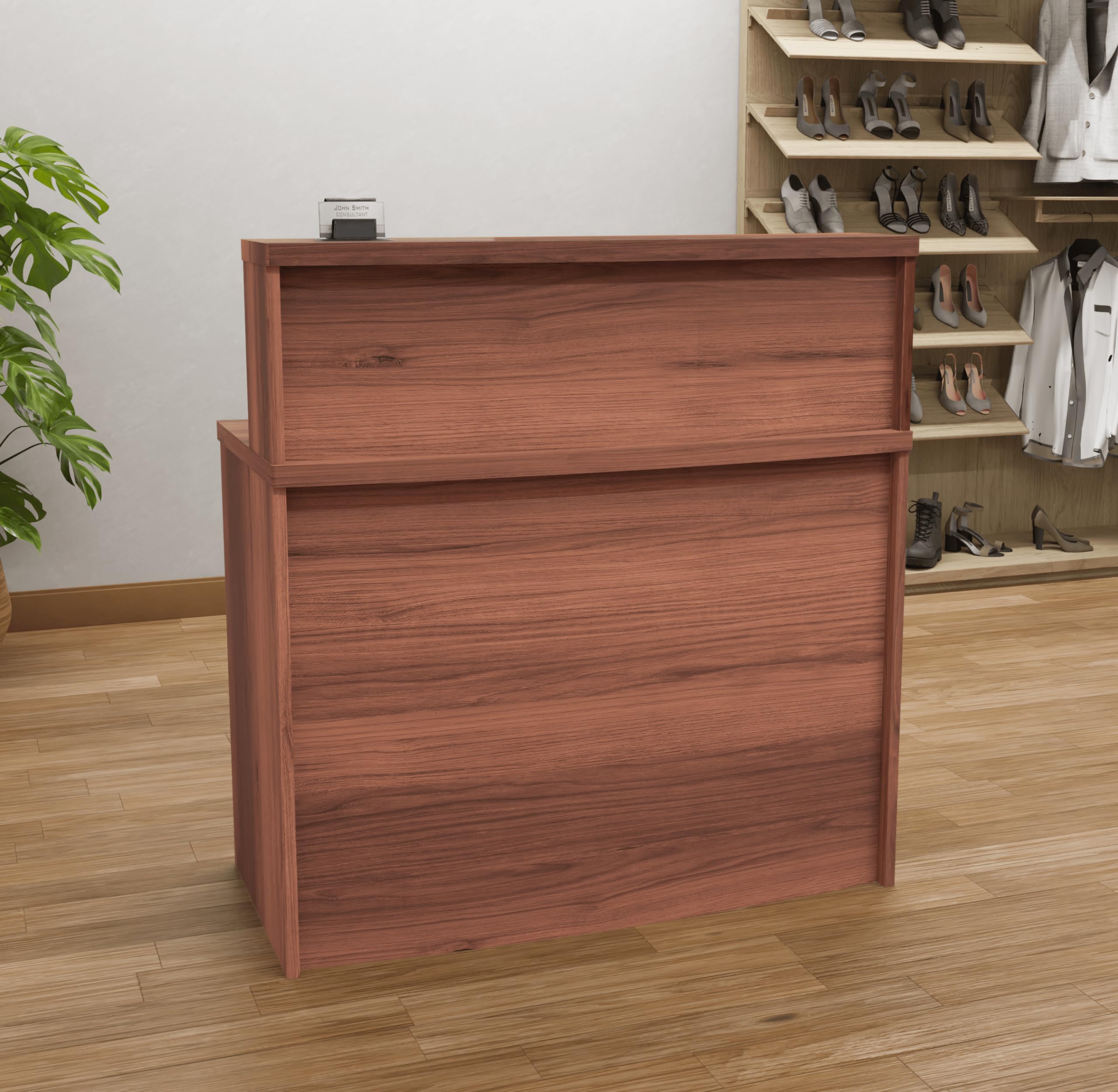 Amazon.com: UGOS Mono Walnut Modern Reception Desk w/Transaction ...