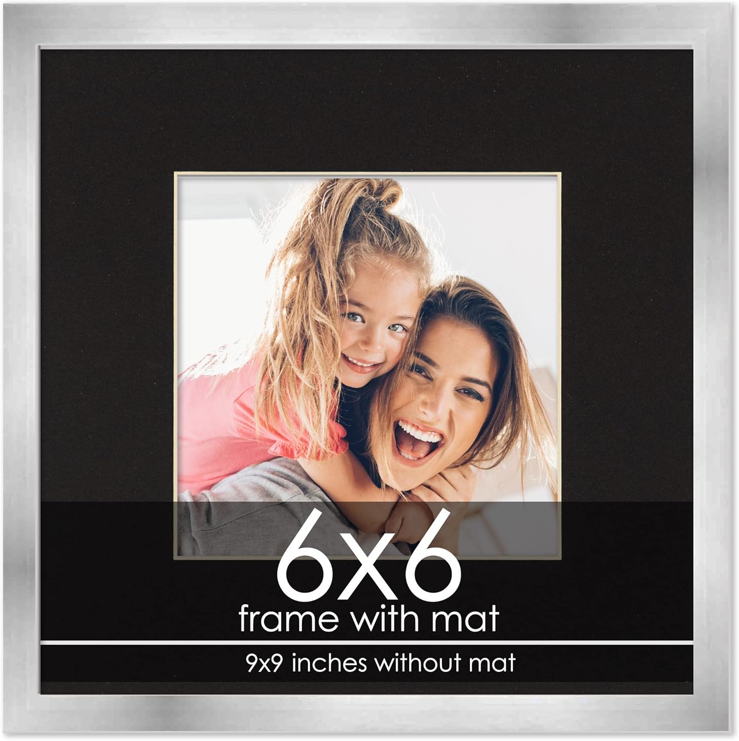 Amazon.com - 6x6 Frame with Mat - Silver 9x9 Frame Wood Made to Display ...