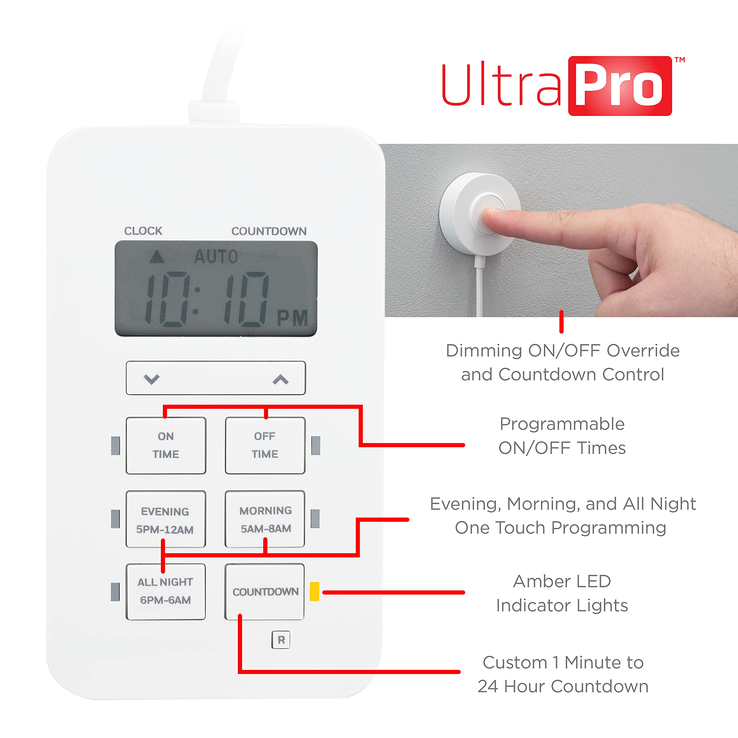 Snapklik.com : Dimmable Digital Outlet Timer, 2 Polarized Timer Outlet ...