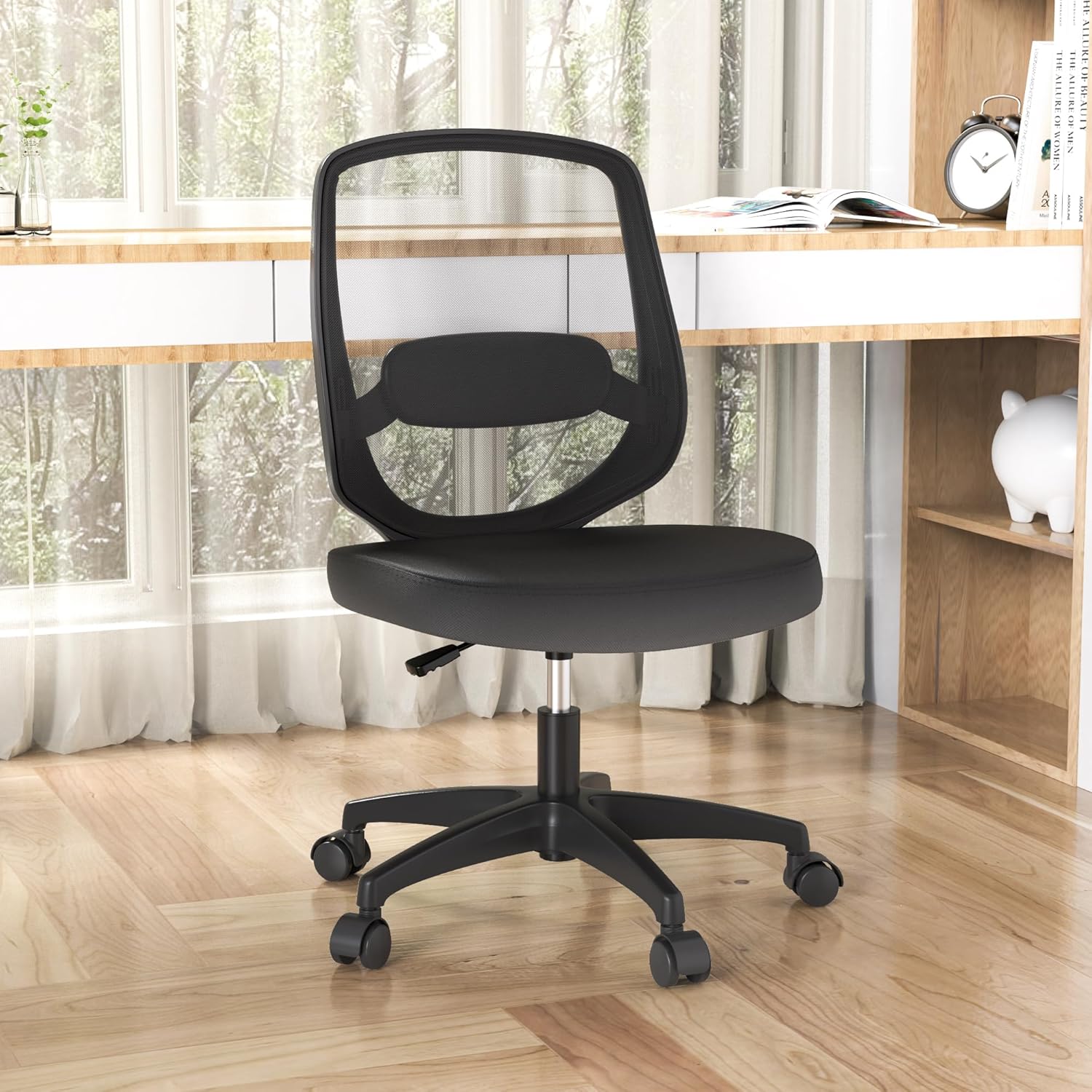 Amazon.com: KIZECK Armless Swivel Office Computer Desk Chair No Arms ...